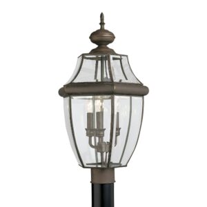 sea gull lighting 8239-71 lancaster outdoor post lantern outside fixture, three - light, antique bronze