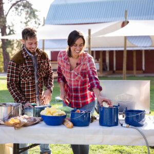 GSI Outdoors 3.75 qt Straight Pot w/Lid & Handle - Enamelware for Cooking Outdoors, Camping & Travel