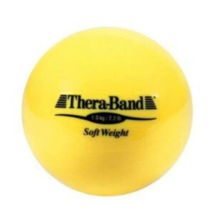 theraband soft weight, 4.5" diameter, weighted balls for baseball, weighted balls for softball, hand held ball shaped isotonic, shoulder strength, rotator cuff & throwing trainer, yellow, 2.2lb