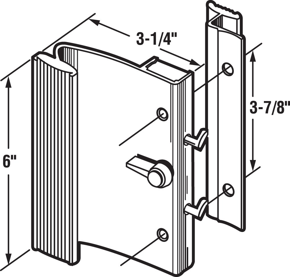 Prime-Line C 1014 Ador/HiLite, Diecast, Surface Mounted Patio Door Sliding Door Handle, single pack, Aluminum