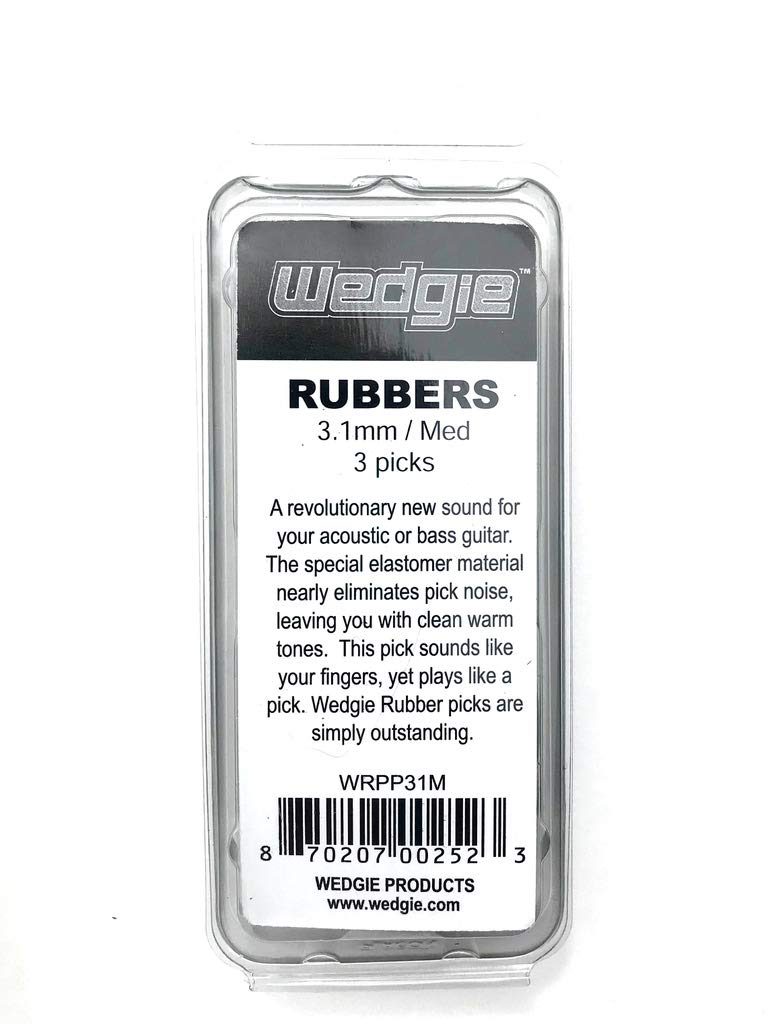 Wedgie WRPP31M Rubber Guitar Picks 3.1mm Medium, 3 Pack