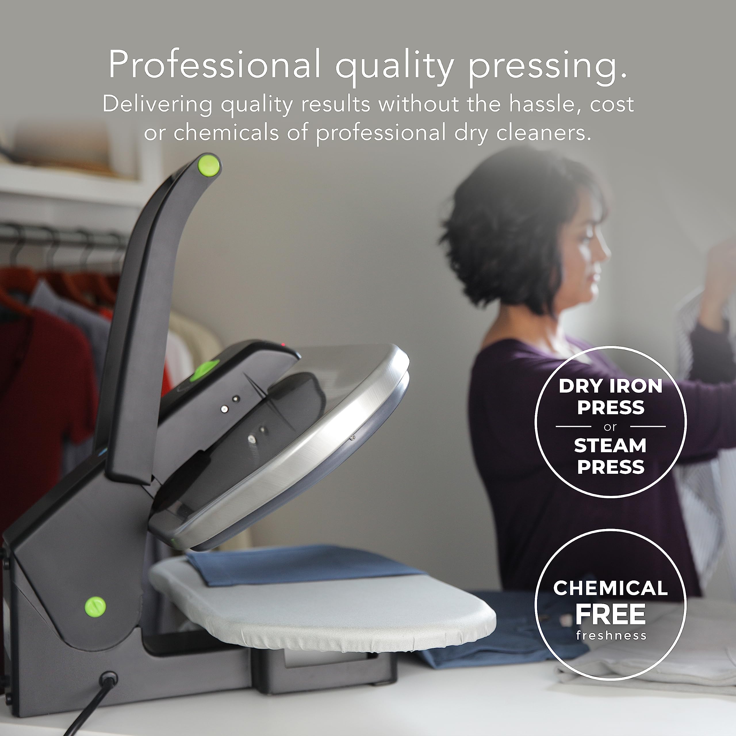 Steamfast SF-680 Digital Steam Press with Multiple Fabric Settings and Steam Burst Function,Stainless/Black, Stand