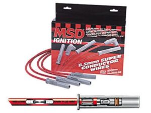 msd 31229 super conductor 8.5mm spark plug wire set, 8 cylinder 90° plug/90° cap