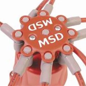 8433 MSD Distributor Cap - V8 - HEI Terminals - Red - Spark Plug Wire Retainer