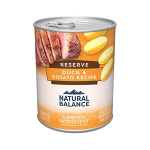 natural balance limited ingredient adult grain-free wet canned dog food, reserve duck & potato recipe, 13 ounce (pack of 12)