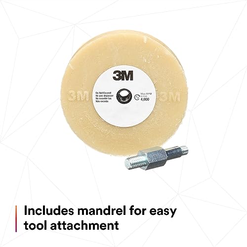 3M Stripe Off Wheel Adhesive Remover Eraser Wheel Removes Decals, Stripes, Vinyl, Tapes and Graphics 4” diameter x 5/8” thick 3/8-16 threaded mandrel 07498 Pack of 1