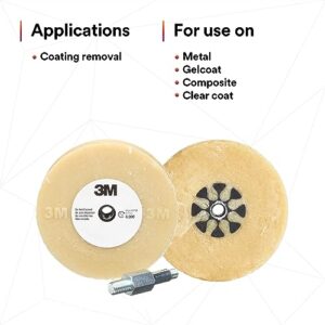 3M Stripe Off Wheel Adhesive Remover Eraser Wheel Removes Decals, Stripes, Vinyl, Tapes and Graphics 4” diameter x 5/8” thick 3/8-16 threaded mandrel 07498 Pack of 1