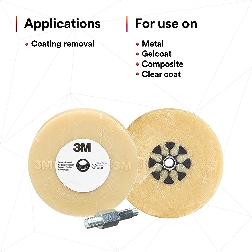 3M Stripe Off Wheel Adhesive Remover Eraser Wheel Removes Decals, Stripes, Vinyl, Tapes and Graphics 4” diameter x 5/8” thick 3/8-16 threaded mandrel 07498 Pack of 1