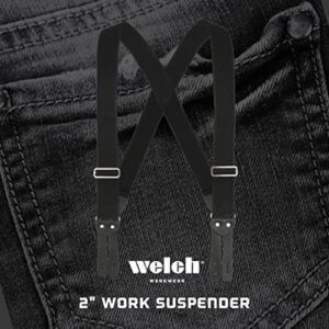 Welch, WK-7854X-LEF-BLK, Button on Pants, 2-inch wide Elastic, Adjustable Strap, X-Back Design, for Suit, Underclothing, Jeans, Pants, and Trousers, Size X-Large, Black