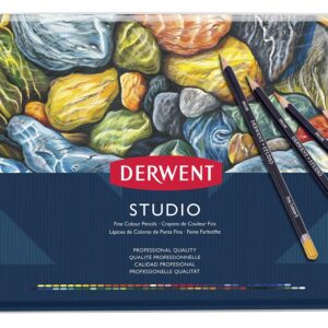 Derwent Studio Colored Pencils, 3.4mm Core, Metal Tin, 72 Count (32201)