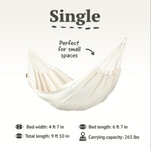 LA SIESTA® Modesta Latte - Organic Cotton Single Classic Hammock