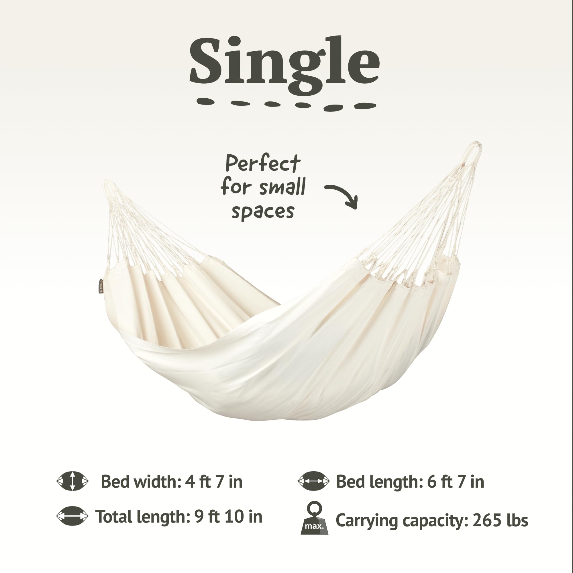 LA SIESTA® Modesta Latte - Organic Cotton Single Classic Hammock