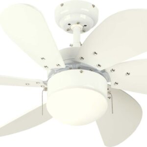 Westinghouse 7814500 Lighting Turbo Swirl 30-Inch 6-Blade Ceiling Fan, White with Opal Globe