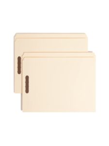 smead fastener file folder, 2 fasteners, reinforced straight-cut tab, letter size, manila, 50 per box (14513)