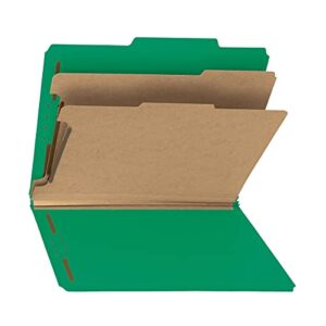 Smead 100% Recycled Pressboard Classification File Folder, 2 Dividers, 2" Expansion, Letter Size, Green, 5 per Pack (14057)