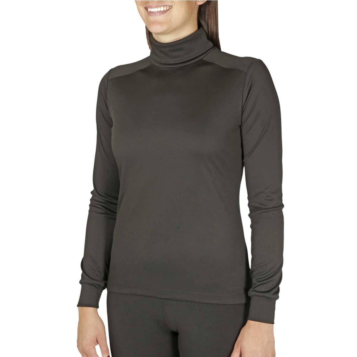 Hot Chillys Women's Peachskins Solid T-Neck Lightweight Relaxed Fit Base Layer - Black (2023), Large