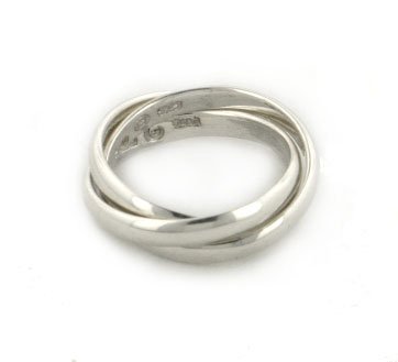 Sterling Silver 3-Band Russian Wedding Ring Size 7(Sizes 4,5,6,7,8,9,10,11,12)