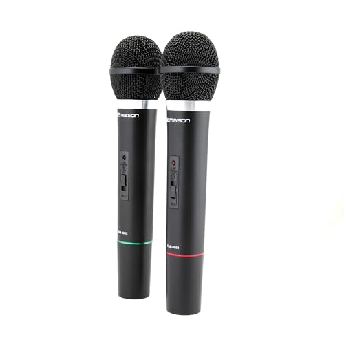 Emerson EAM-9002 Dual Handheld Wireless Microphone Starter Kit with Wireless FM Receiver, Black