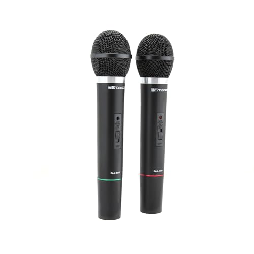 Emerson EAM-9002 Dual Handheld Wireless Microphone Starter Kit with Wireless FM Receiver, Black