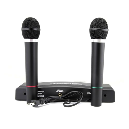 Emerson EAM-9002 Dual Handheld Wireless Microphone Starter Kit with Wireless FM Receiver, Black