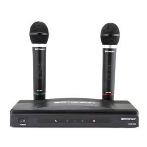 Emerson EAM-9002 Dual Handheld Wireless Microphone Starter Kit with Wireless FM Receiver, Black