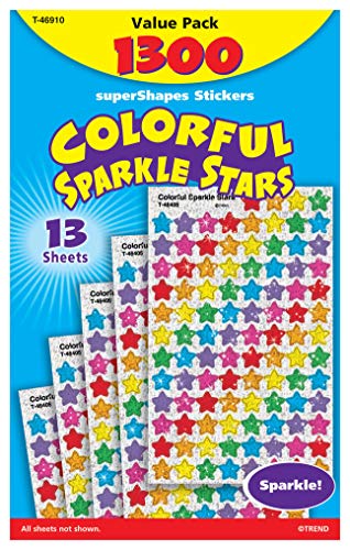 TREND enterprises, Inc. T-46910 Colorful Sparkle Stars superShapes Value Pack, 1300/Pack