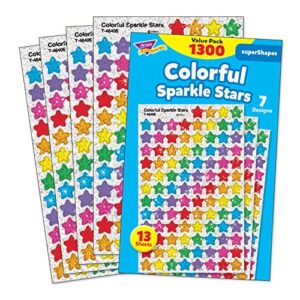 TREND enterprises, Inc. T-46910 Colorful Sparkle Stars superShapes Value Pack, 1300/Pack