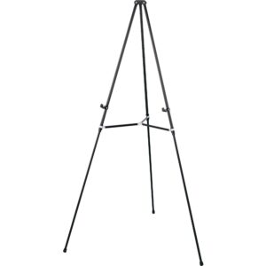 Quartet Easel, Aluminum, Lightweight, Telescoping, 66" Max. Height, Supports 25 lbs, Black (51E)