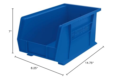 Akro-Mils 30240 AkroBins Plastic Hanging Stackable Storage Organizer Bin, 15-Inch x 8-Inch x 7-Inch, Blue, 12-Pack.