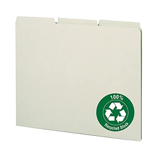 Smead Pressboard Guides, 1/3-Cut Tab (Blank), Letter Size, Gray/Green, 100 per Box (50334)