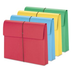 smead colored expanding file wallet with flap and cord closure, 2" expansion, letter size, assorted colors, 50 per box (77251)