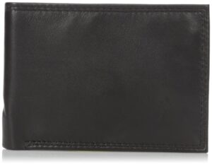 buxton men's emblem double id billfold wallet, black, one size