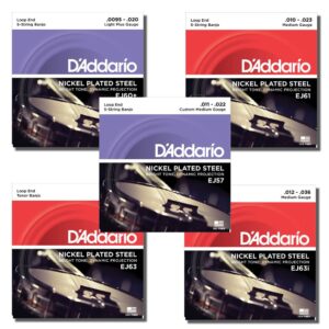 D'Addario J60+ 5-String Banjo Strings, Nickel, Light Plus, 9.5-20