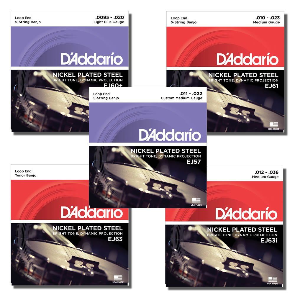 D'Addario J60+ 5-String Banjo Strings, Nickel, Light Plus, 9.5-20