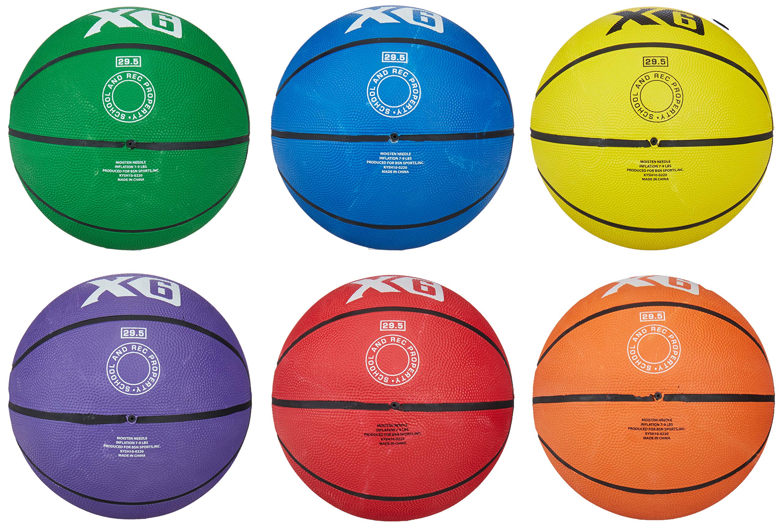 MacGregor Multicolor Basketballs (Set of 6) , Official Size (29.5")