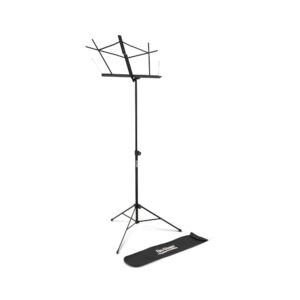 onstage sm7122bb compact folding sheet music stand with bag, black