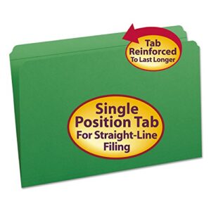 smead file folder, reinforced straight-cut tab, legal size, green, 100 per box (17110)