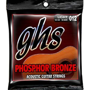 GHS Strings S325 Phosphor Bronze Acoustic Guitar Strings, Light (.012-.054)