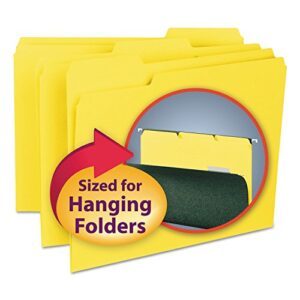 smead interior file folder, 1/3-cut tab, letter size, yellow, 100 per box (10271)