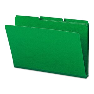 smead pressboard file folder, 1/3-cut tab, 1" expansion, legal size, green, 25 per box (22546)