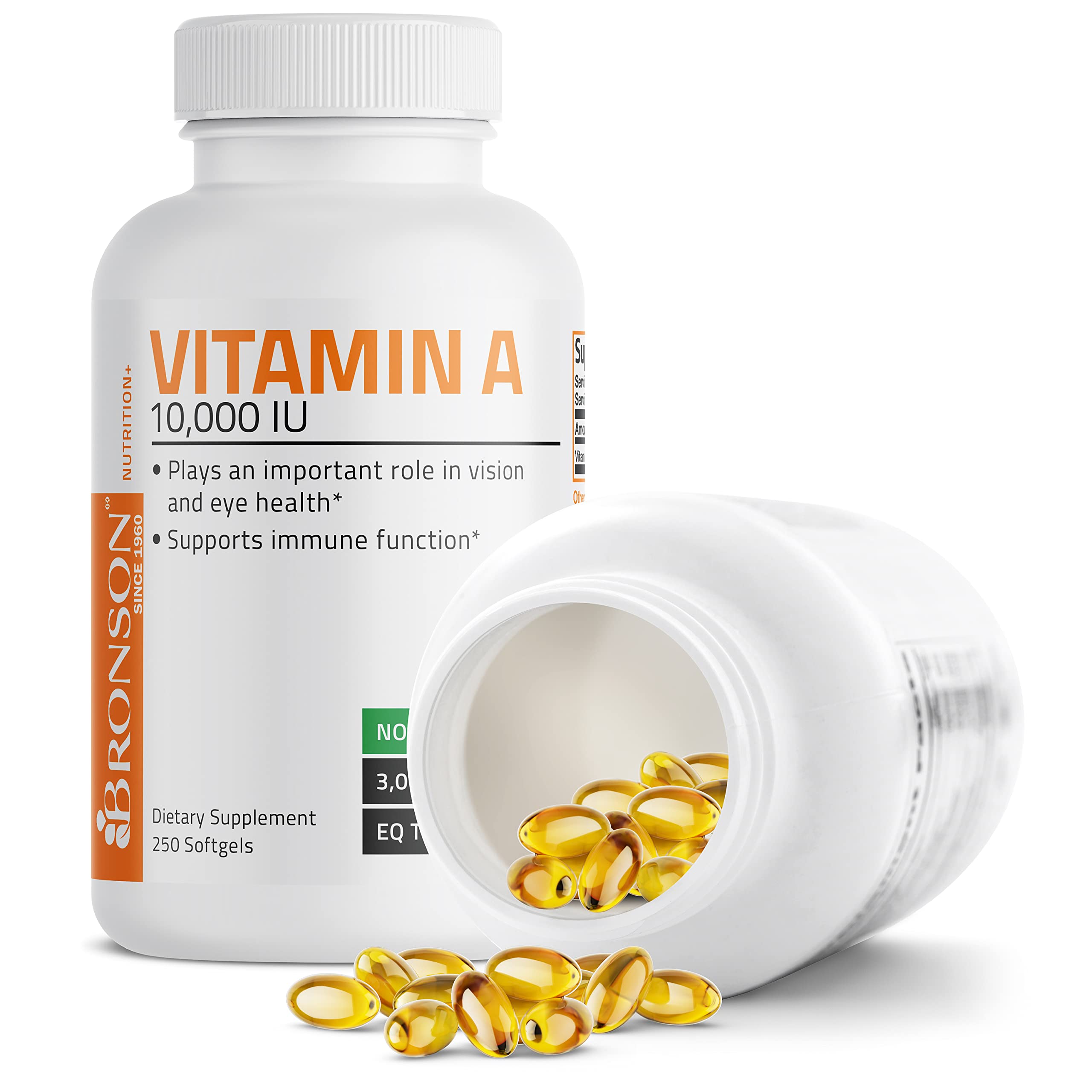 Bronson Vitamin A 10,000 IU Premium Non-GMO Formula Supports Healthy Vision & Immune System and Healthy Growth & Reproduction, 250 Softgels