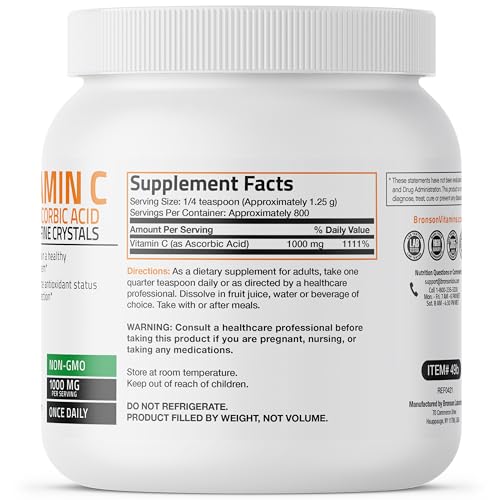 Vitamin C Powder Pure Ascorbic Acid Soluble Fine Non GMO Crystals – Promotes Healthy Immune System and Cell Protection – Powerful Antioxidant - 1 Kilogram (2.2 Lbs)