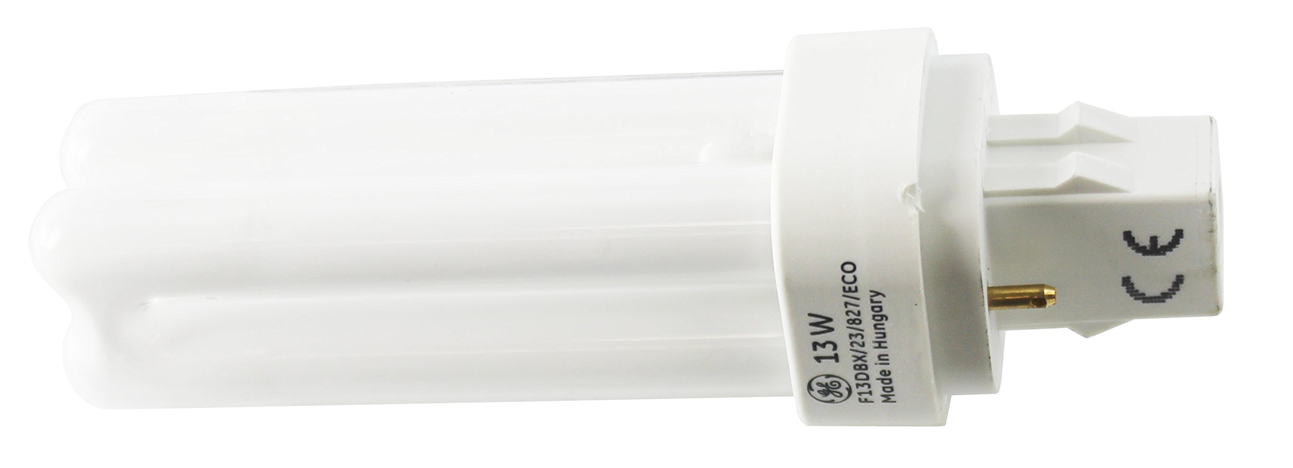 GE 97586/975865 F13DBX23/827/ECO - 13 Watt Quad-Tube Compact Fluorescent Light Bulb, 2 Pin, 2700K