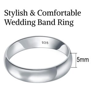 Gem Avenue Timeless 5mm Sterling Silver Wedding Band with a Comfortable Fit and Elegant design Ring size 12