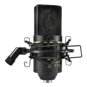 mxl 770 condenser microphone for podcasting, singing, home studio recording, gaming & streaming | xlr | large diaphragm | cardiod (black)