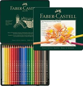 faber-castell 24 piece polychromous colored pencil set in metal tin