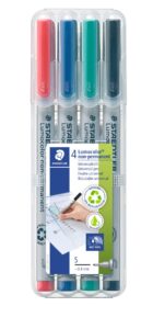 staedtler 311 wp4 lumocolor non-permanent pen, assorted colors, 4 count (pack of 1),black