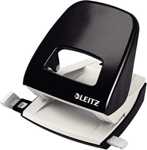 leitz hole punch, 30 sheets, guide bar with format markings, metal, nexxt range, 50080095 - black