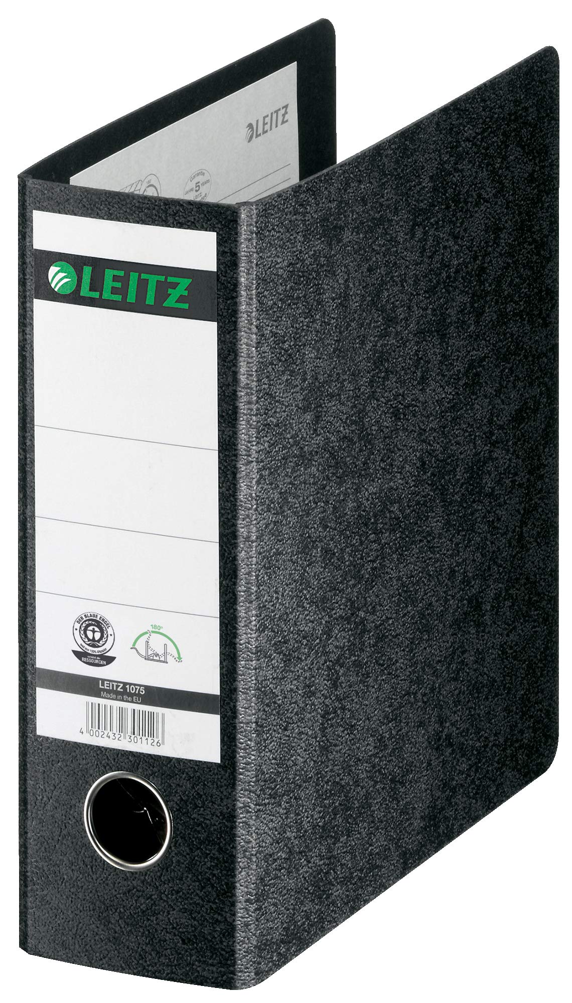 Leitz 2-Ring 3-Inch Premium Linen Textured A5 Sized European Binder, Black (1075)