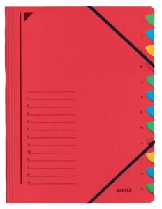 leitz 39120025 index file 12 sections coloured chipboard red